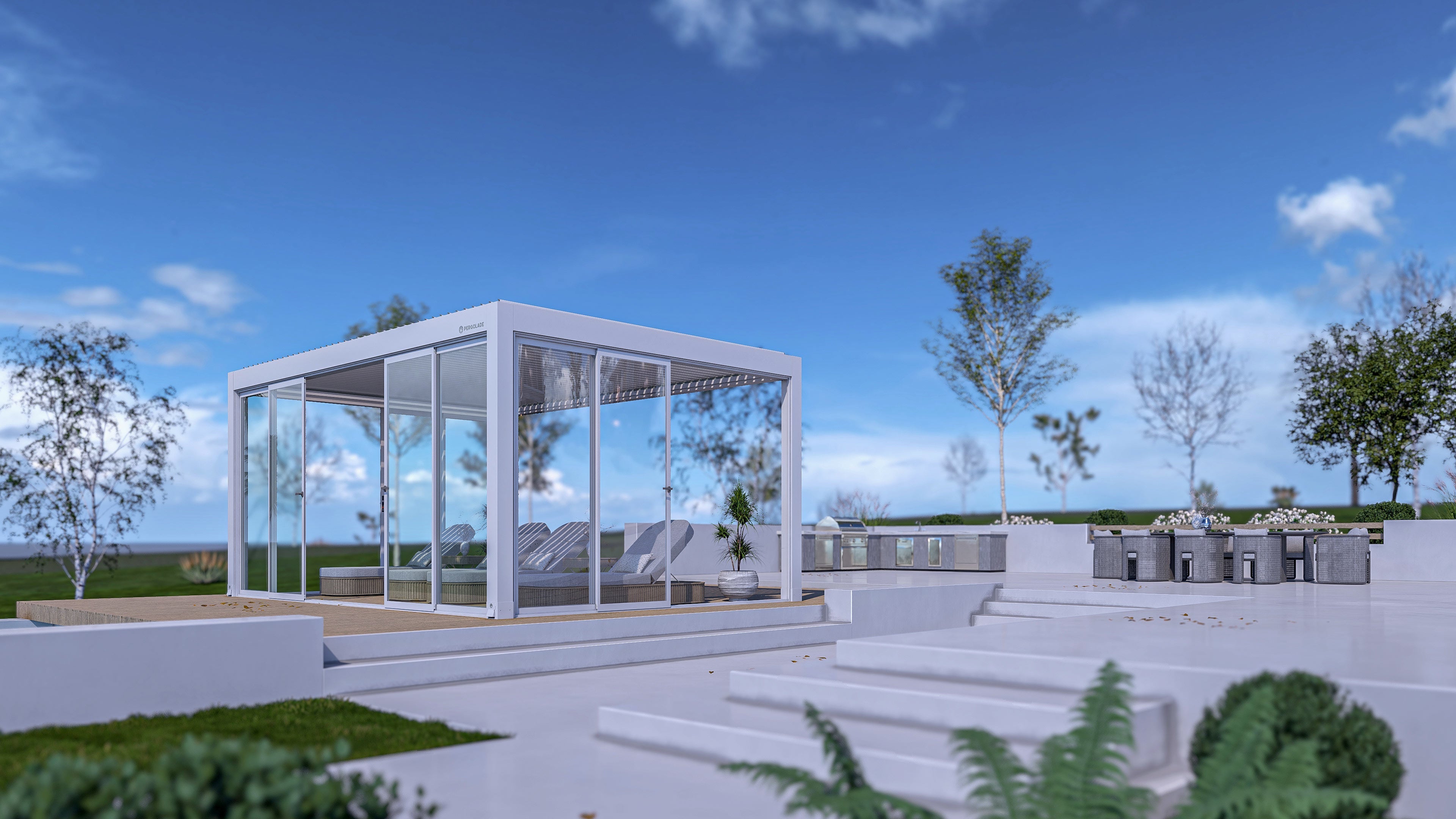 Louvered Pergolas & Glass Walls: Future of Outdoor Living – Pergolade